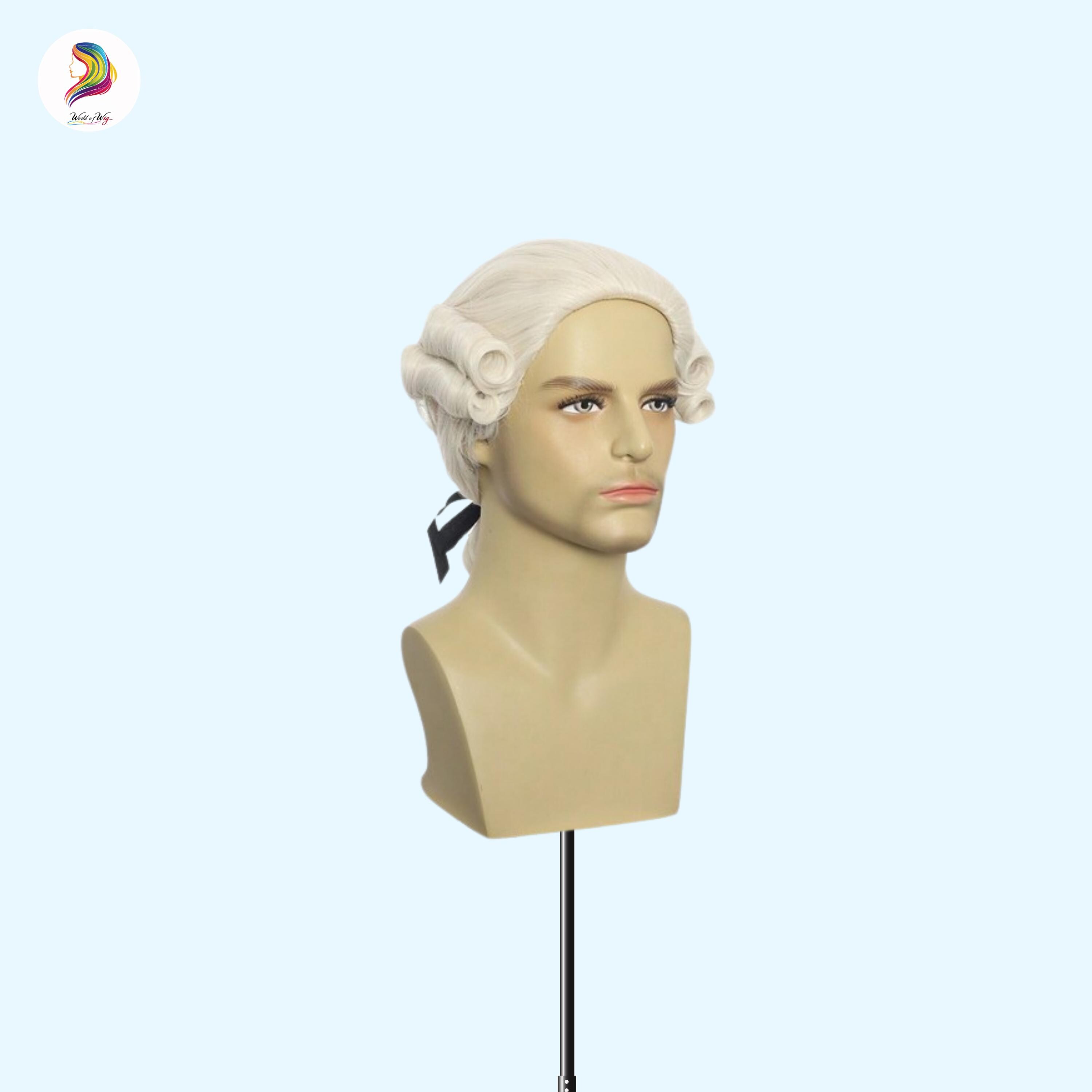 Colonial Wig for Men, George Washington Costume Wig, White Curly ...