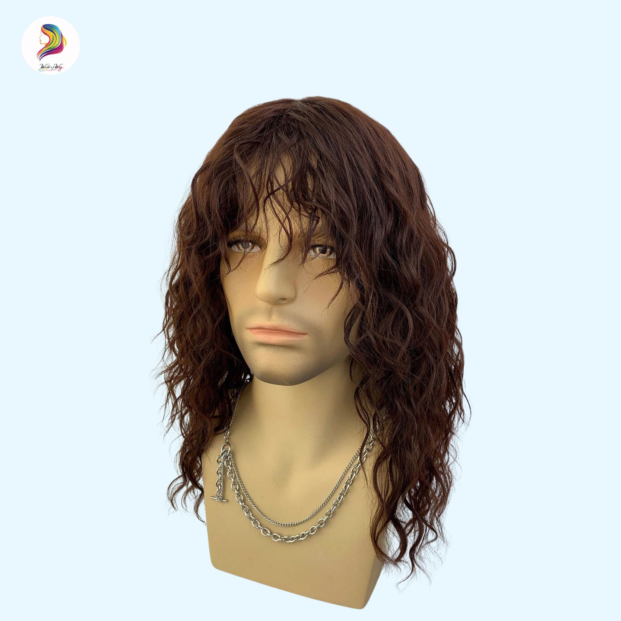 Men's Long Curled Wig, Natural Curly Wig for Men, Long Men's Wig ...