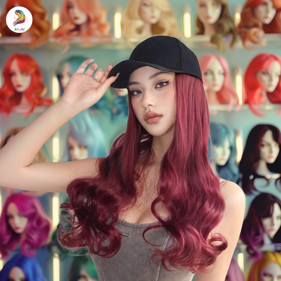 Baseball Cap Red Wig, Glueless Wig for Women, Hair Wig, Lace Front Wig ...