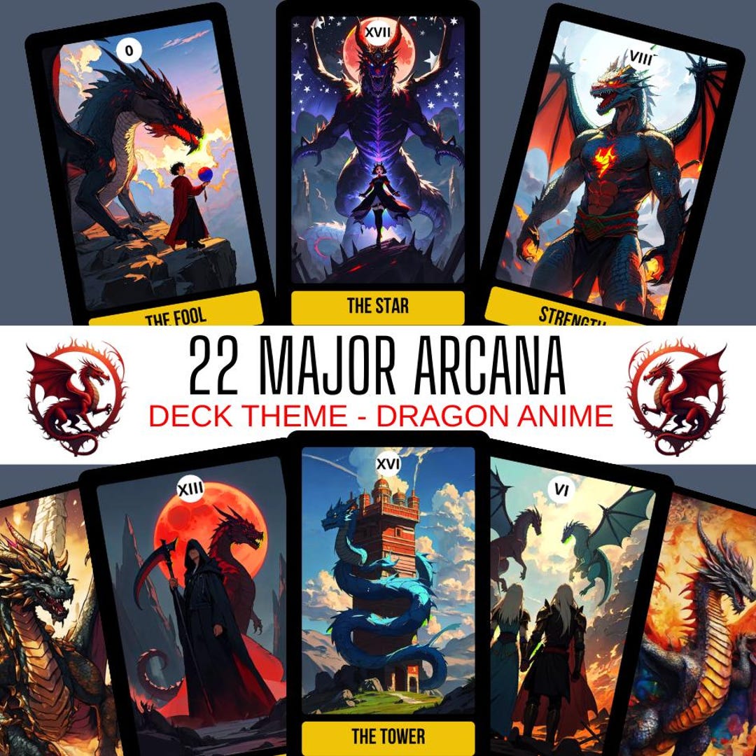 Anime Dragon Tarot Cards - Tarot Cards - Major Arcana - Print Tarot ...