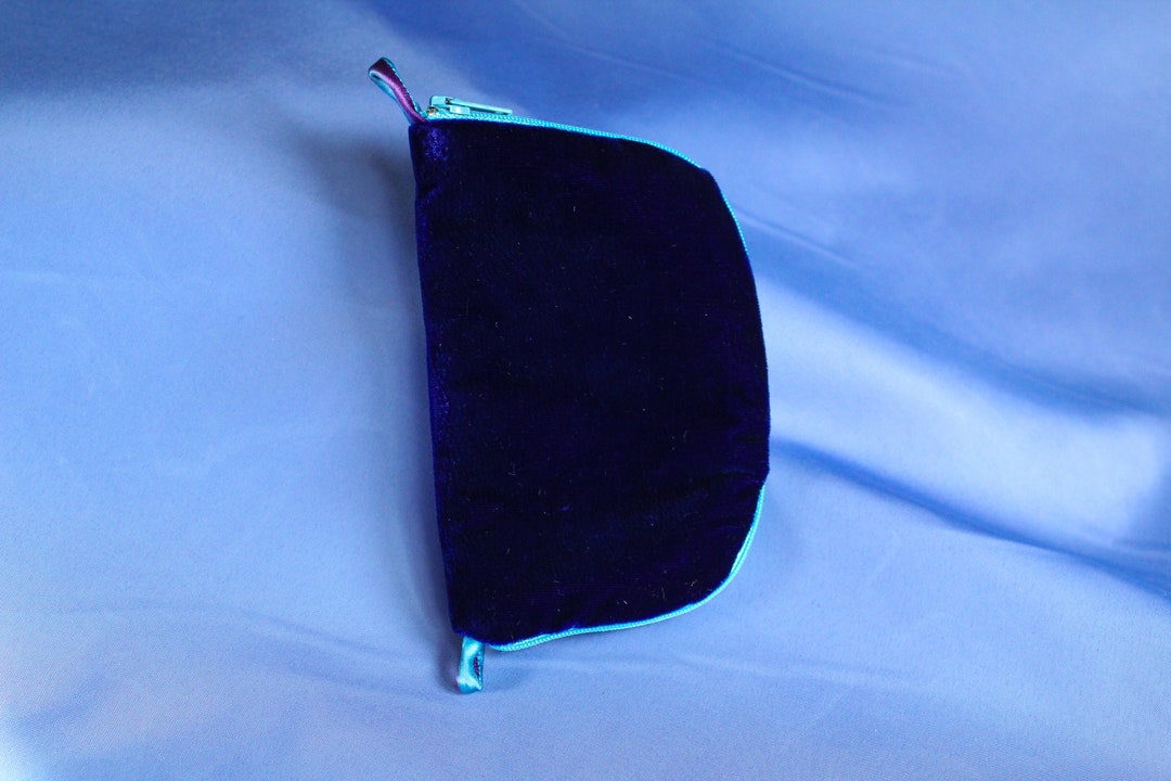 Dark Blue Velvet Jewelry/sewing Case With Sky Blue Zipper Storage for ...
