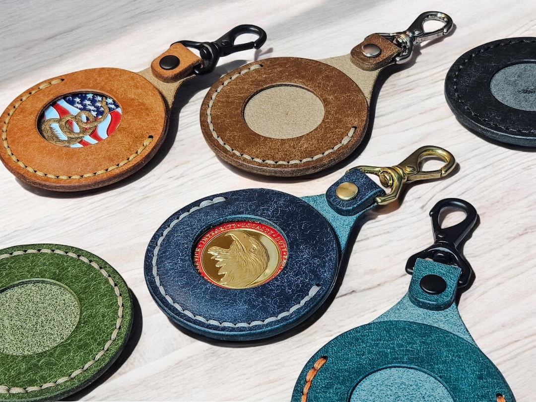 Leather Challenge Coin Holder Keychain | Sobriety Gift | Serenity ...