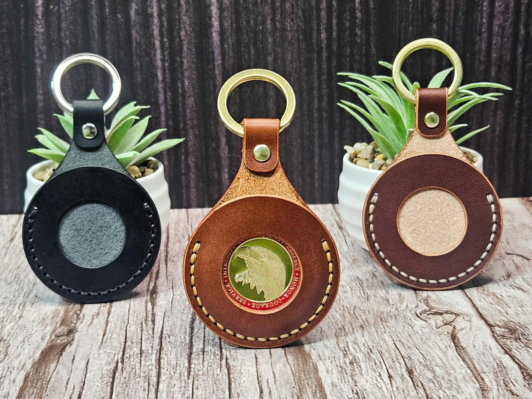 Leather Challenge Coin Holder Keychain | Sobriety Gift | Serenity ...