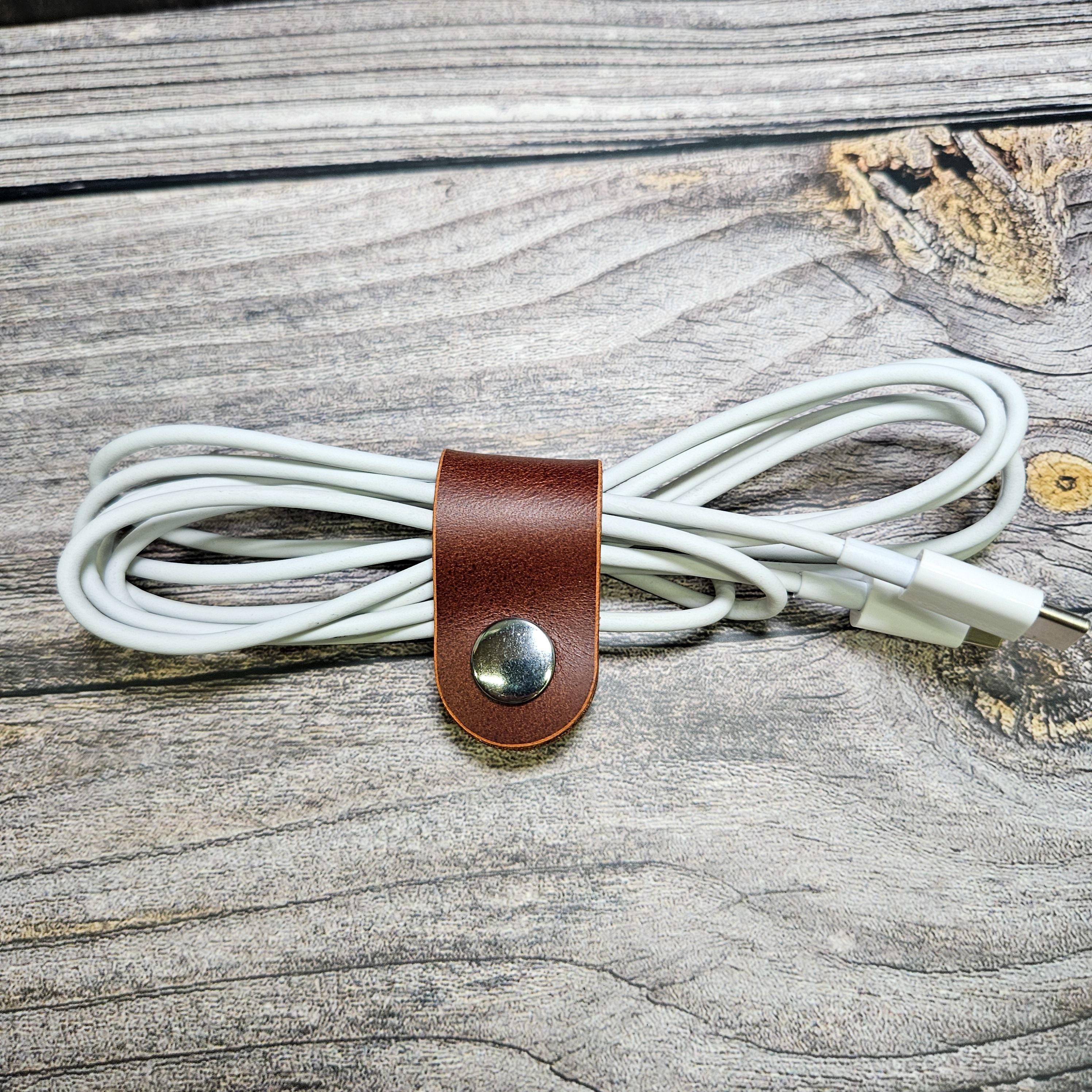 Single Leather Cord Keeper Cord Organizer Cable Straps Headphone Holder ...