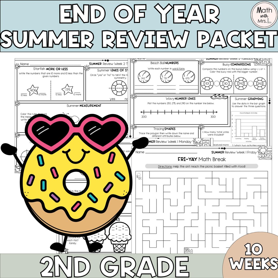 2nd Grade Summer Math Packet | End of Year Review Worksheets ...