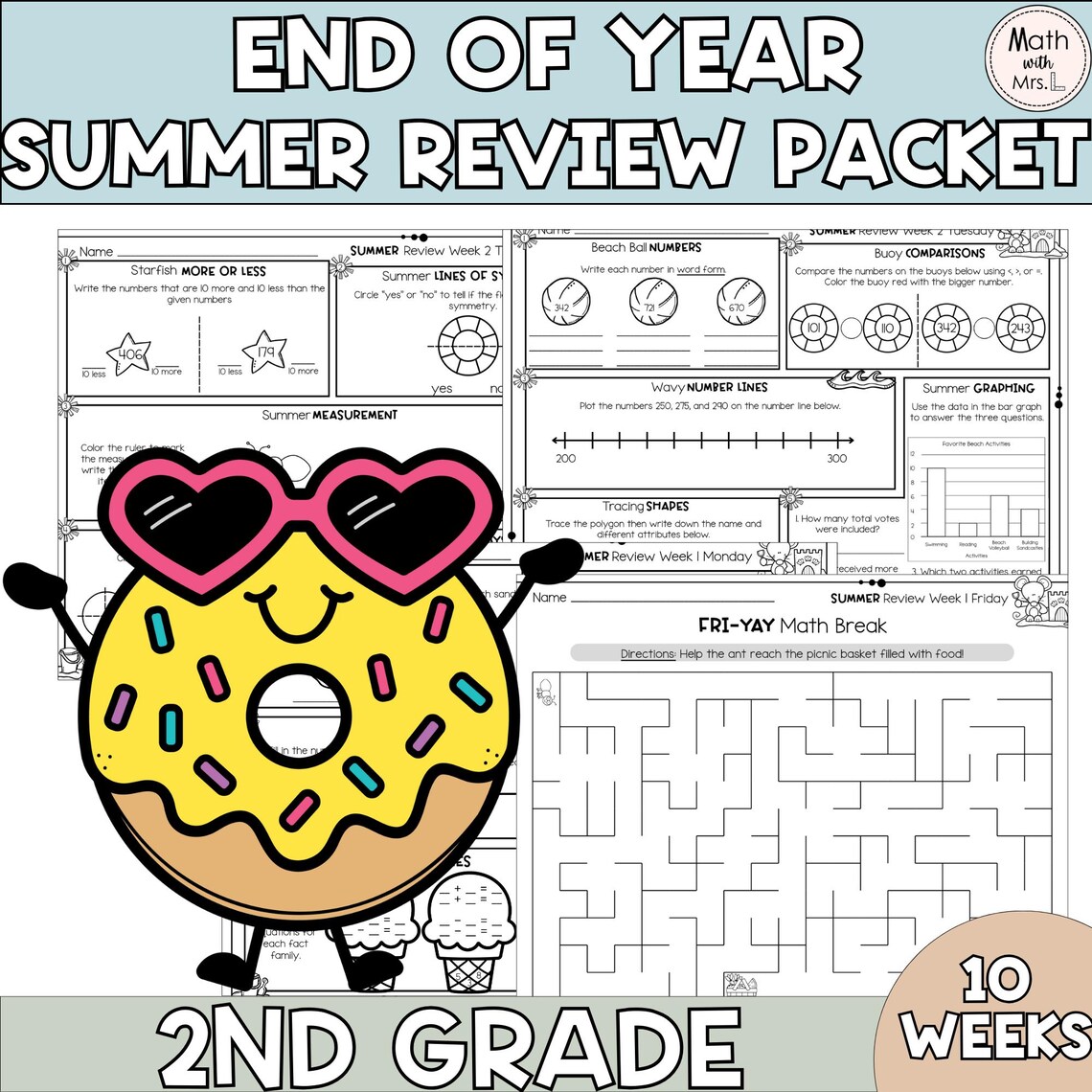 2nd Grade Summer Math Packet | End of Year Review Worksheets ...