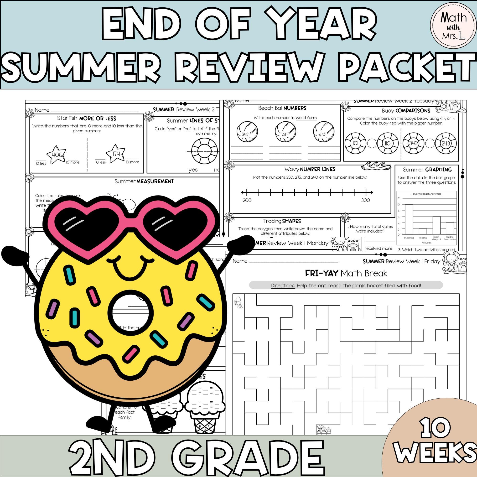 2nd Grade Summer Math Packet | End of Year Review Worksheets ...