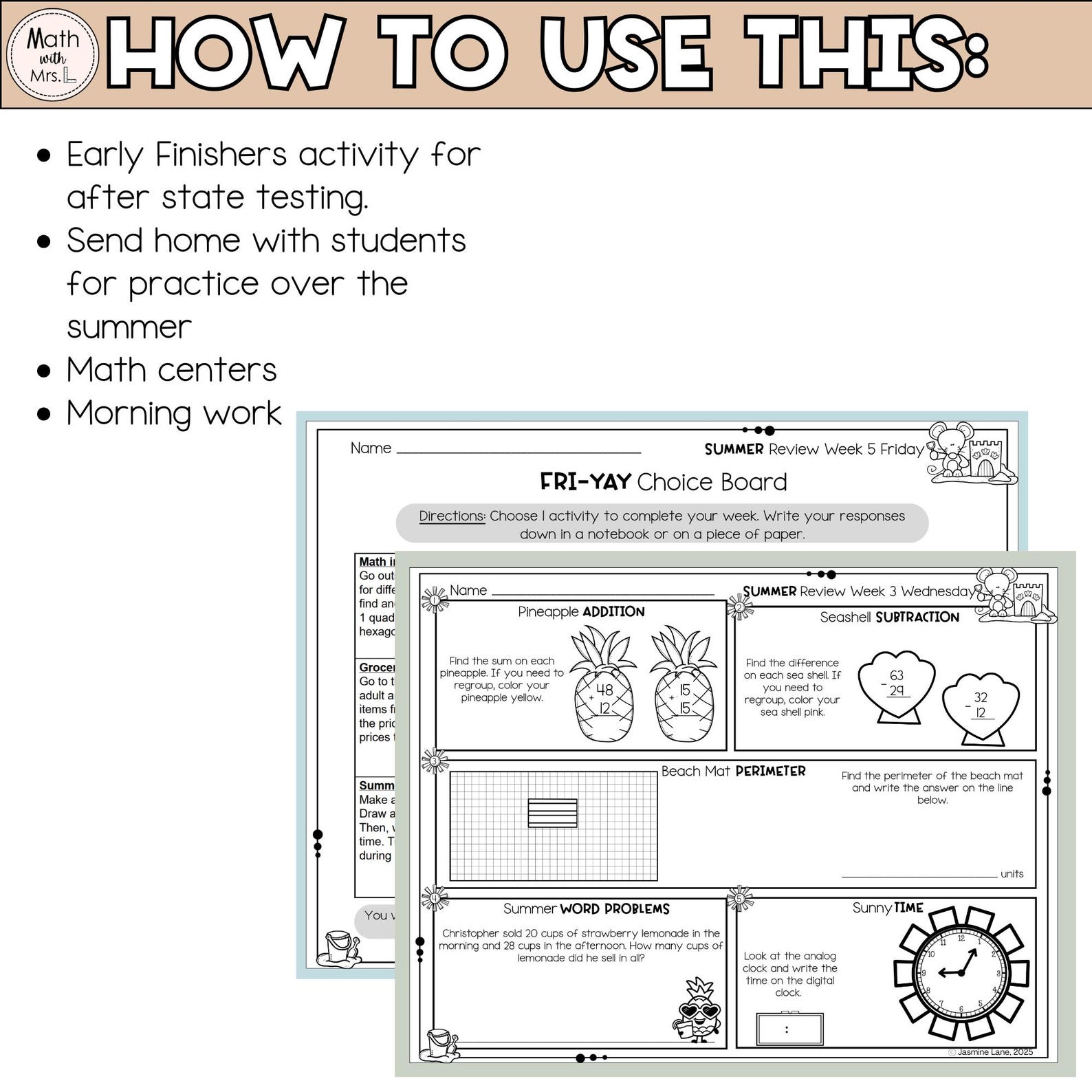2nd Grade Summer Math Packet | End of Year Review Worksheets ...