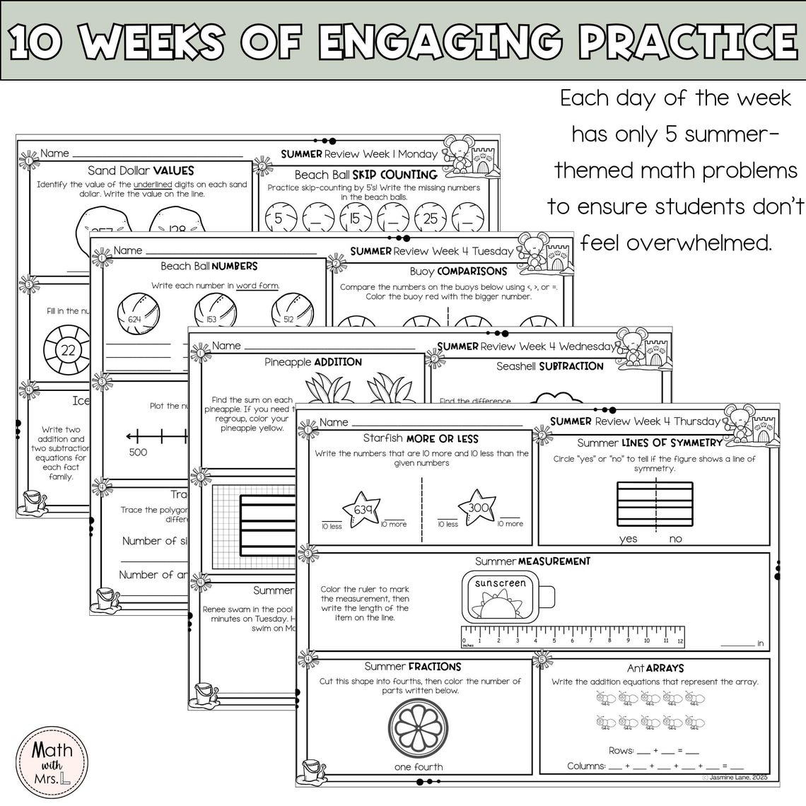 2nd Grade Summer Math Packet | End of Year Review Worksheets ...