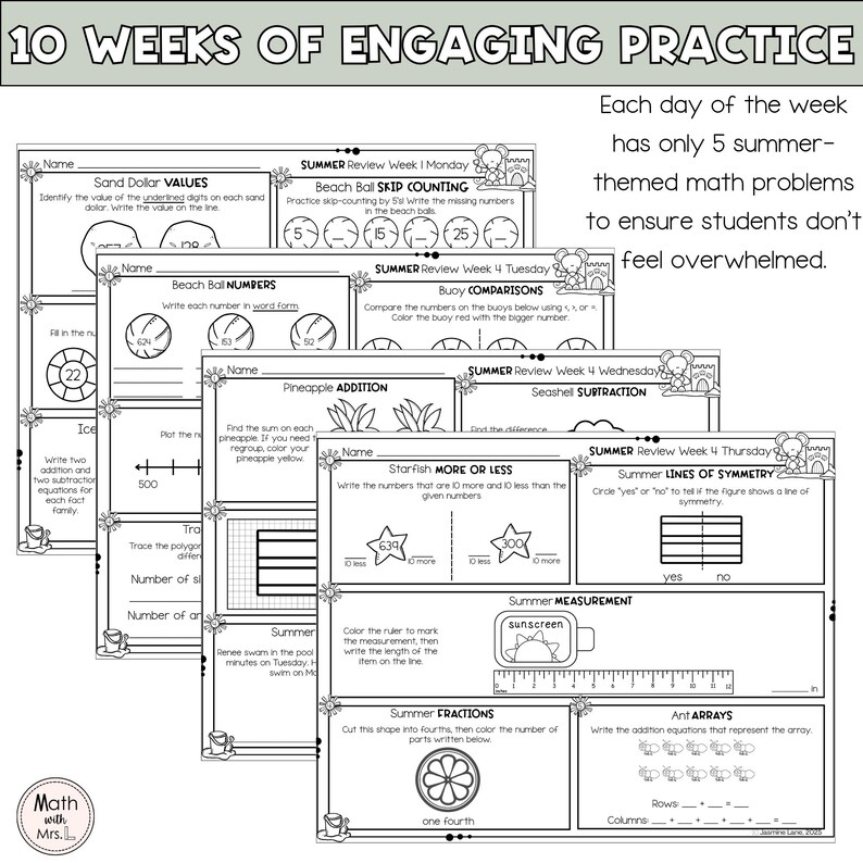 2nd Grade Summer Math Packet | End of Year Review Worksheets ...