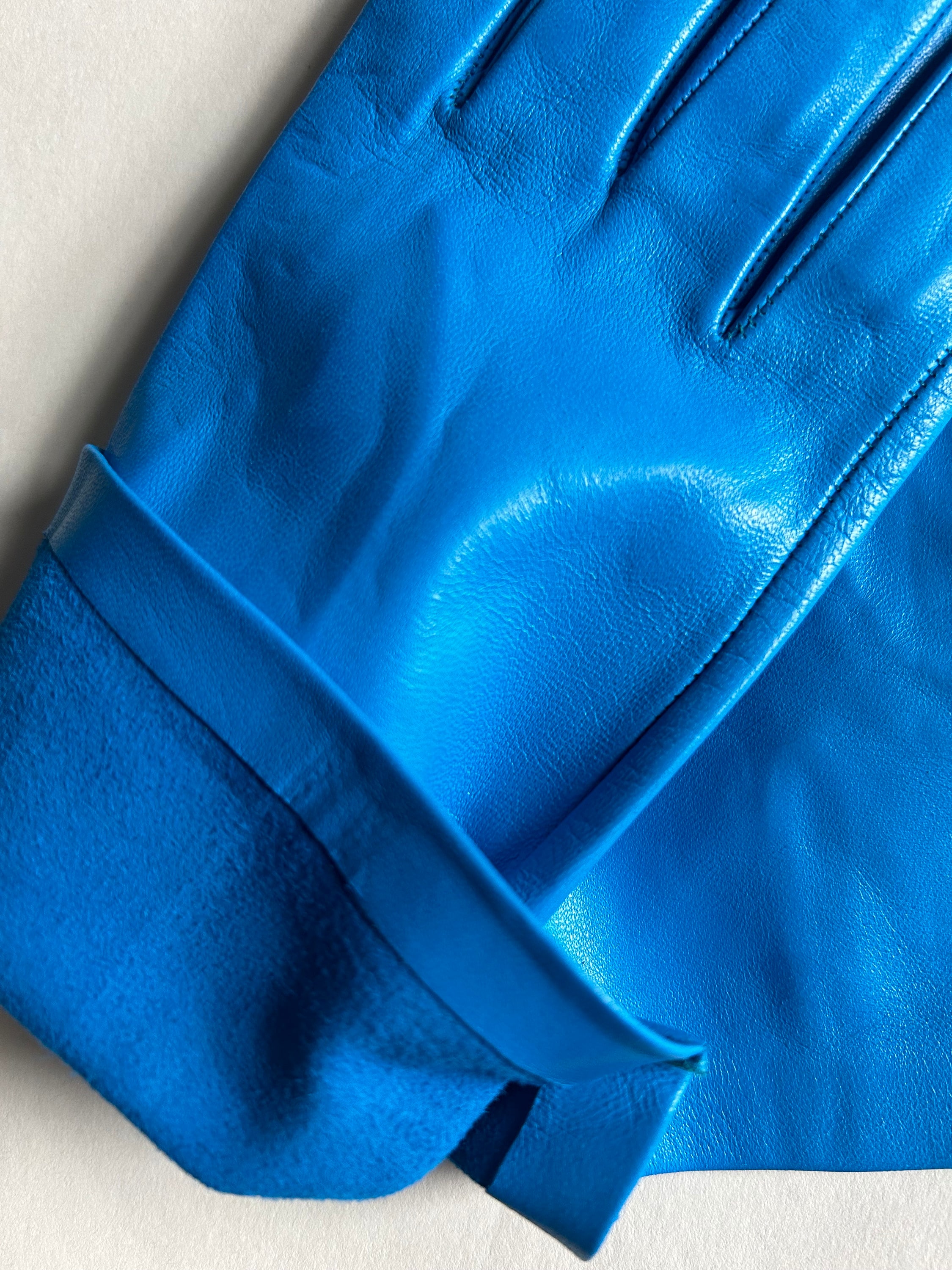 NEW Smurf Blue Italian Leather Women's Gloves, Sz. M Made in Florence ...