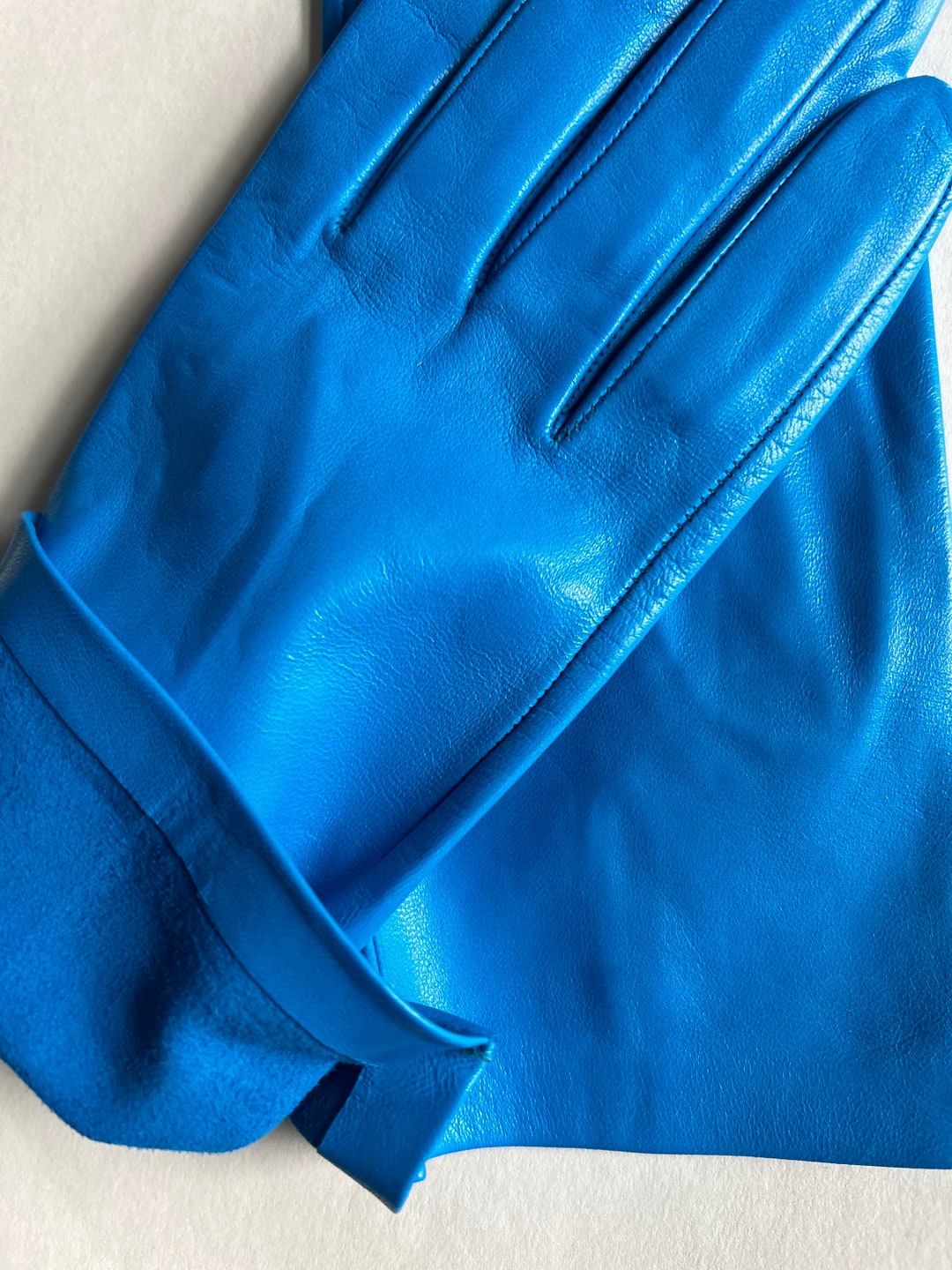 NEW Smurf Blue Italian Leather Women's Gloves, Sz. M - Made in Florence ...