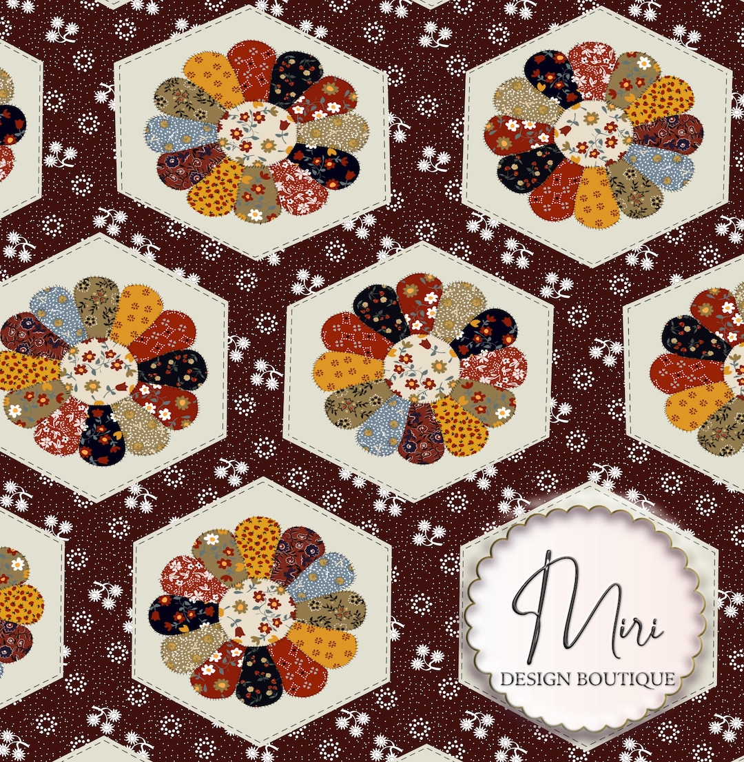 Quilt Flower Fall Colors Ditsy Floral Vintage Seamless Fabric Design ...