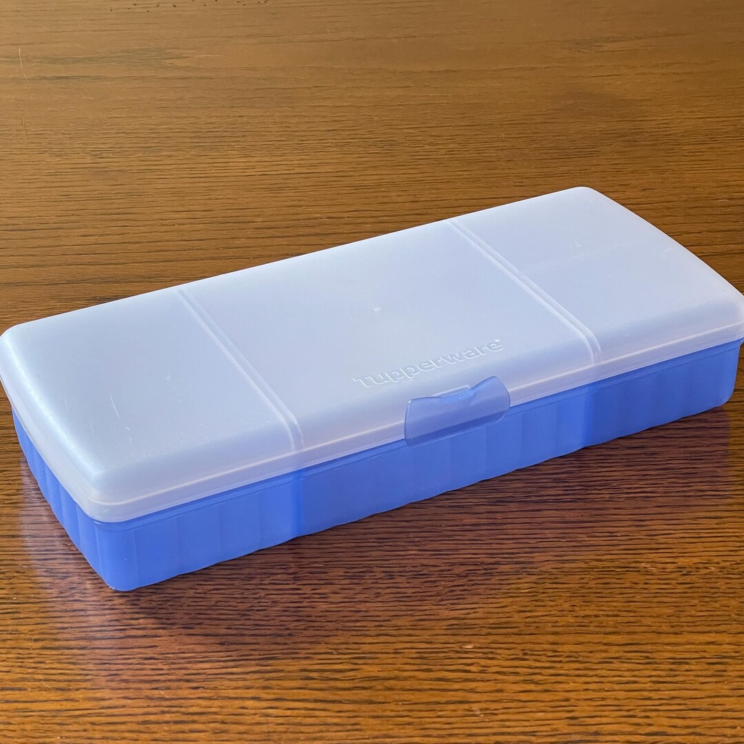 Vintage Tupperware Lunch Box: Blue Divided Container, Hinged Lid - Etsy