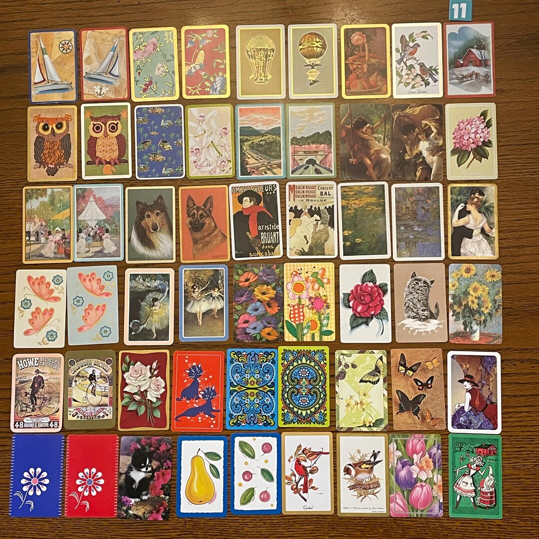 11 Frankenstein Deck Swap Cards Mixed Full Deck With Jokers Playing Cards Junk Journals Mixed ...