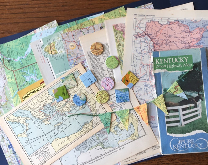 Vintage Map Ephemera 25 Piece Pack Puzzle Die Cuts Handmade - Etsy
