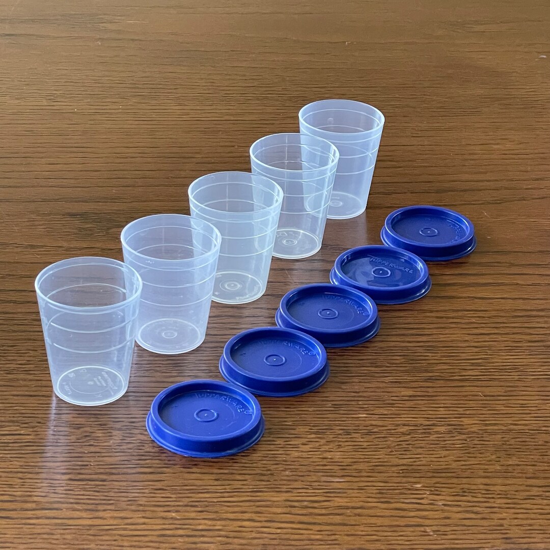 Set of 5 Clear 2oz Tupperware Midget Containers With Dark Blue Seals ...