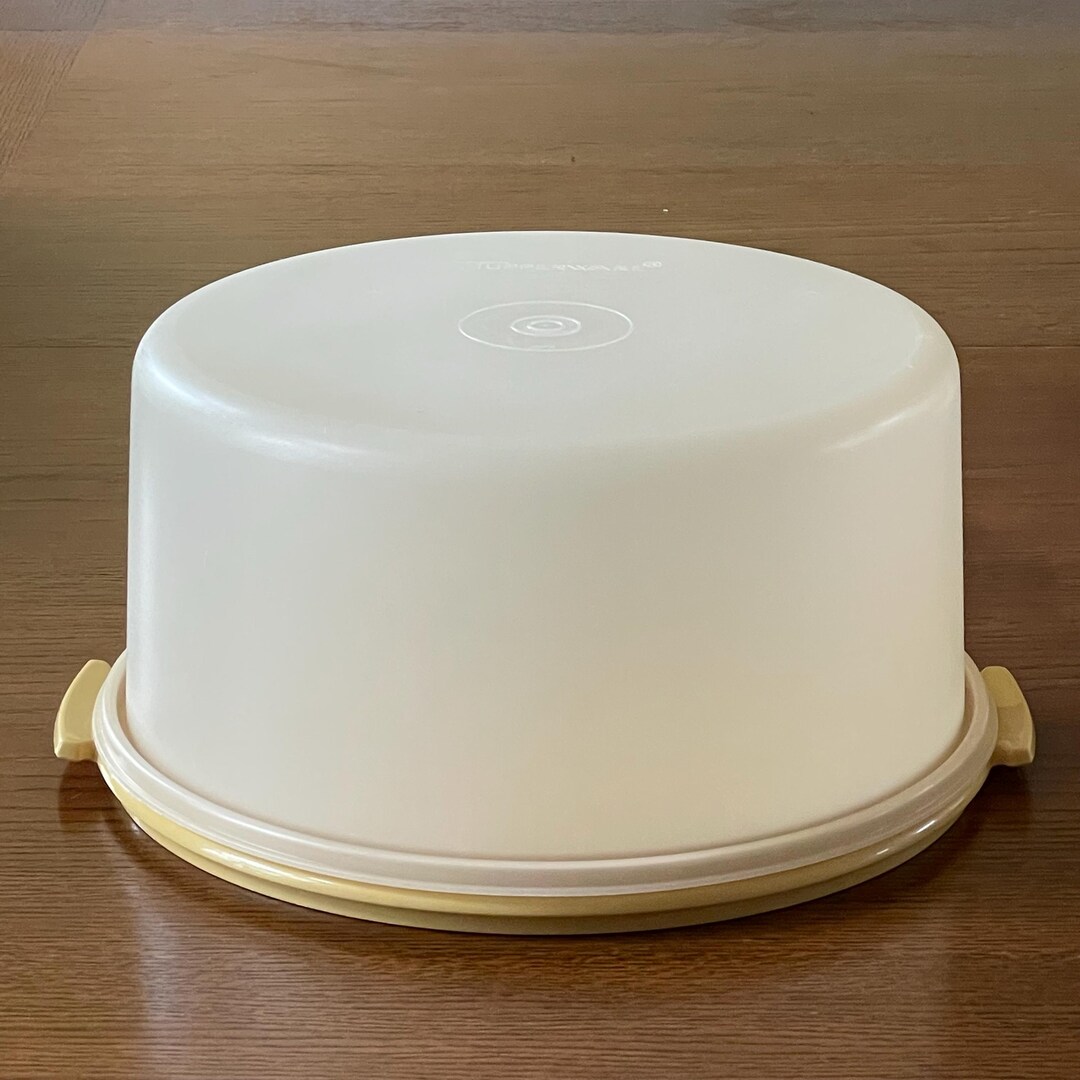 Tupperware Maxi Cake Carrier 12 X 6 Harvest Gold Base 1256 Sheer White ...