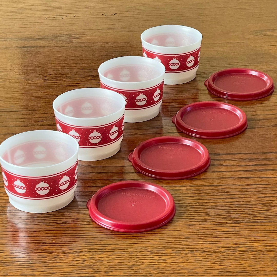 Set of 4 Tupperware Holiday Christmas 6 Oz Snack Cups 1229 With Seals ...