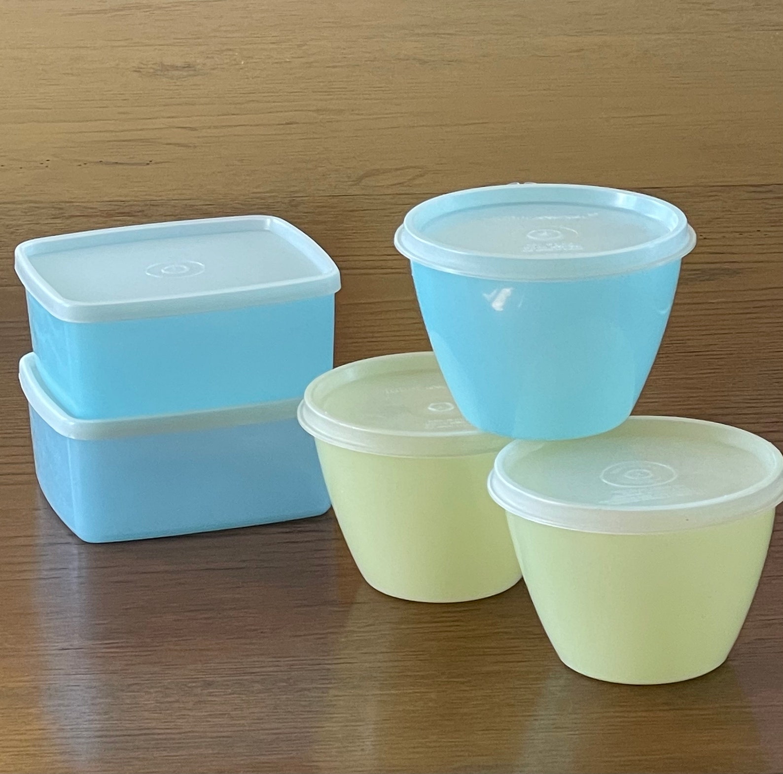 Set of 5 Pastel Tupperware Square Rounds and Refrigerator | Etsy