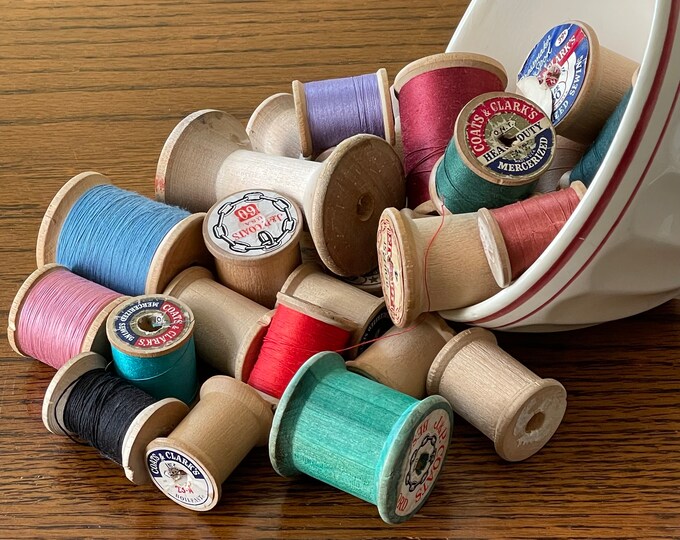 3 20 Vintage Thread Spools With and Without Thread Wooden Spools Sewing ...