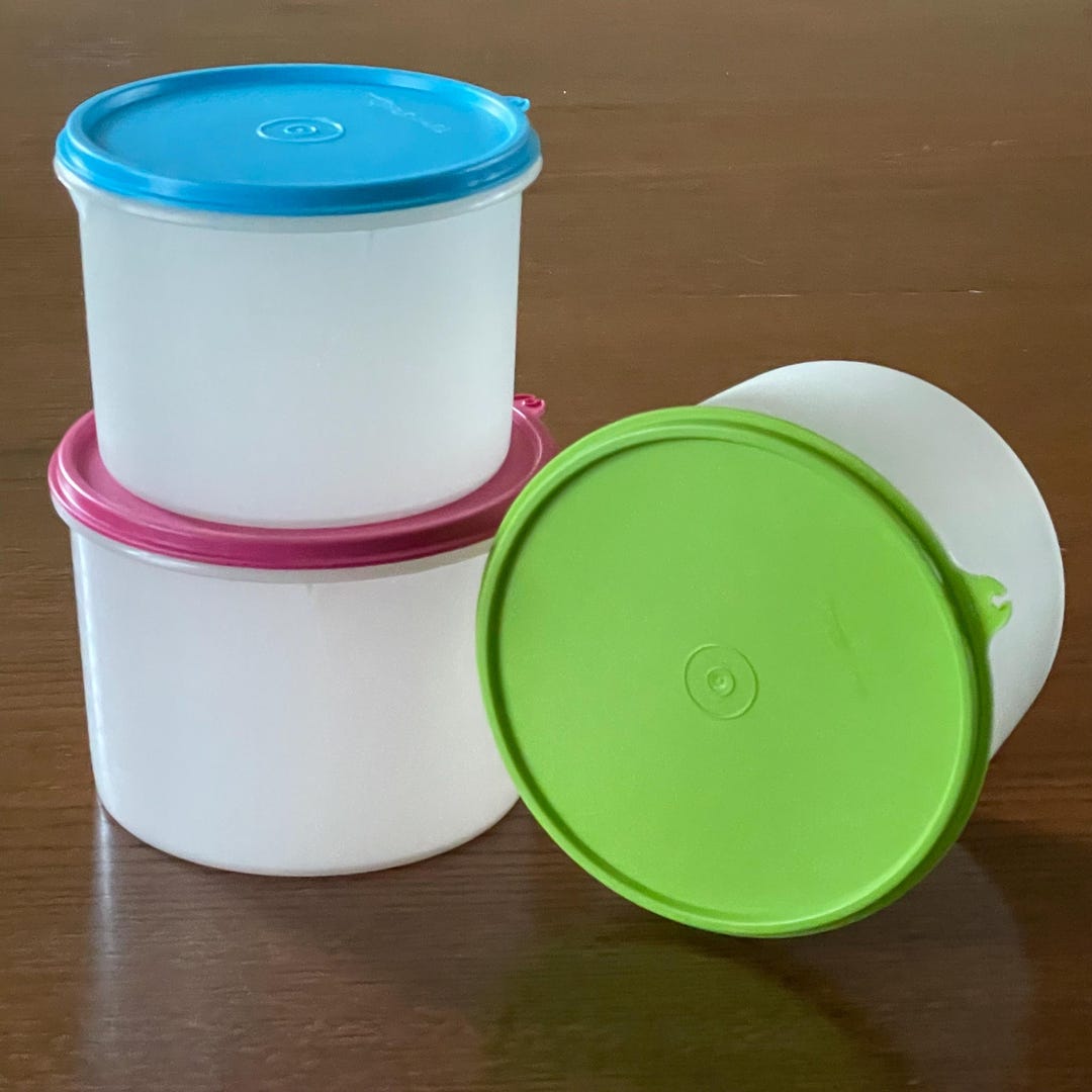 Tupperware Econo Canisters With Bright Color Seals - Stacking/nesting ...