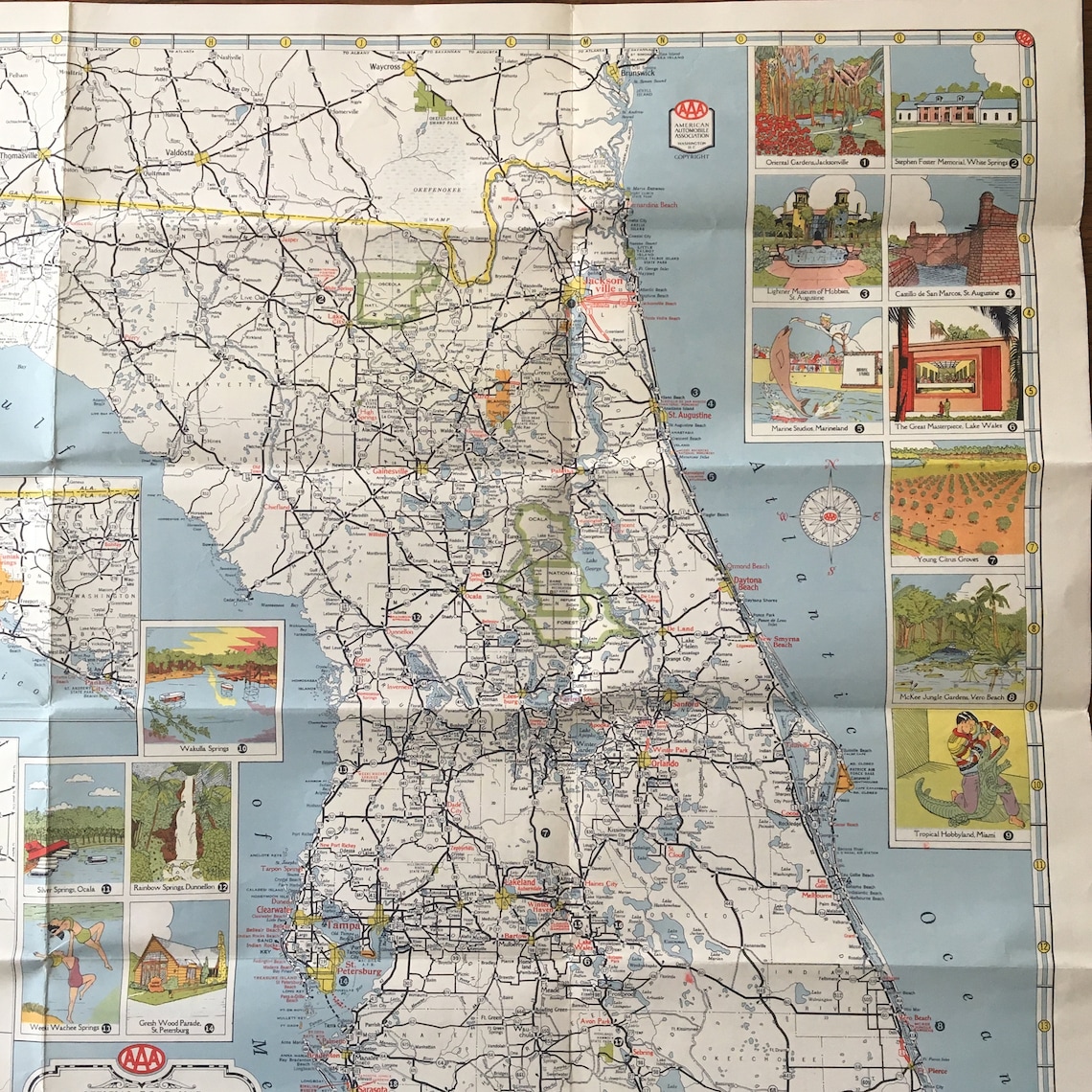 1952-53 AAA Road Map of Florida and the West Indies for Paper | Etsy