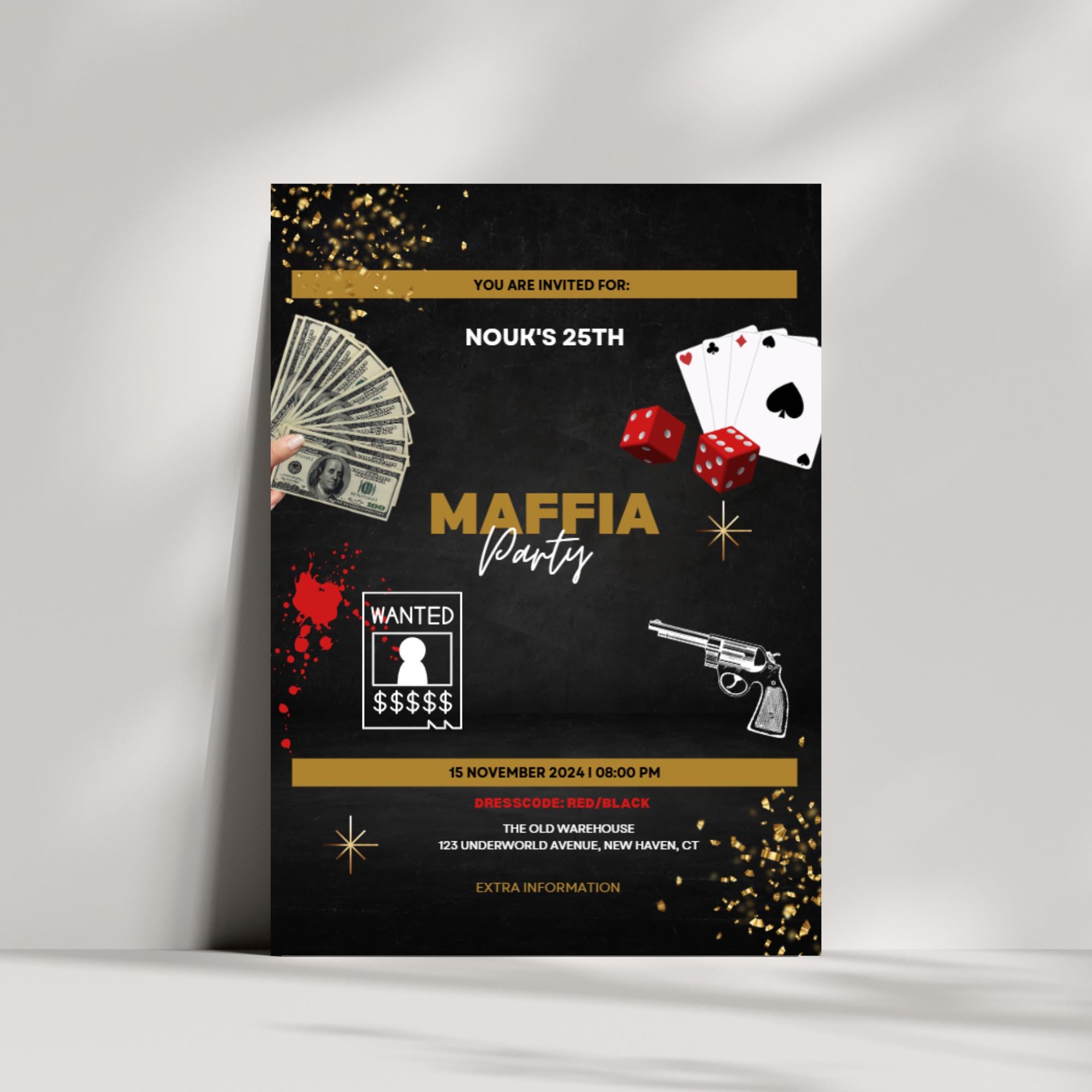 Mafia Party Invitation Customizable Canva Template Instant Access - Etsy