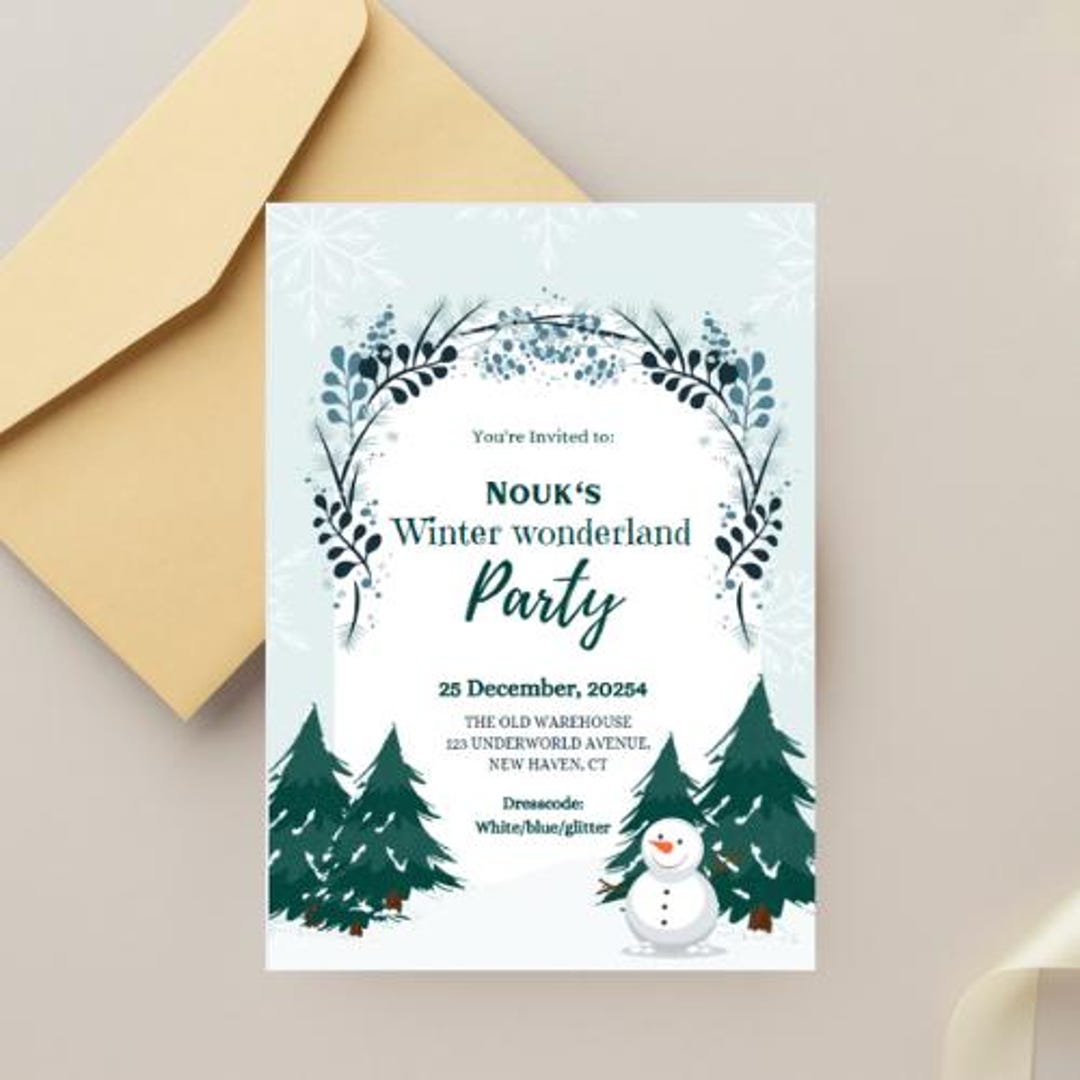 Winter Wonderland Party Invitation Editable Canva Template Christmas ...