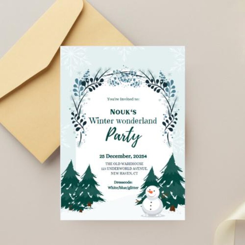 Winter Wonderland Party Invitation Editable Canva Template Christmas ...
