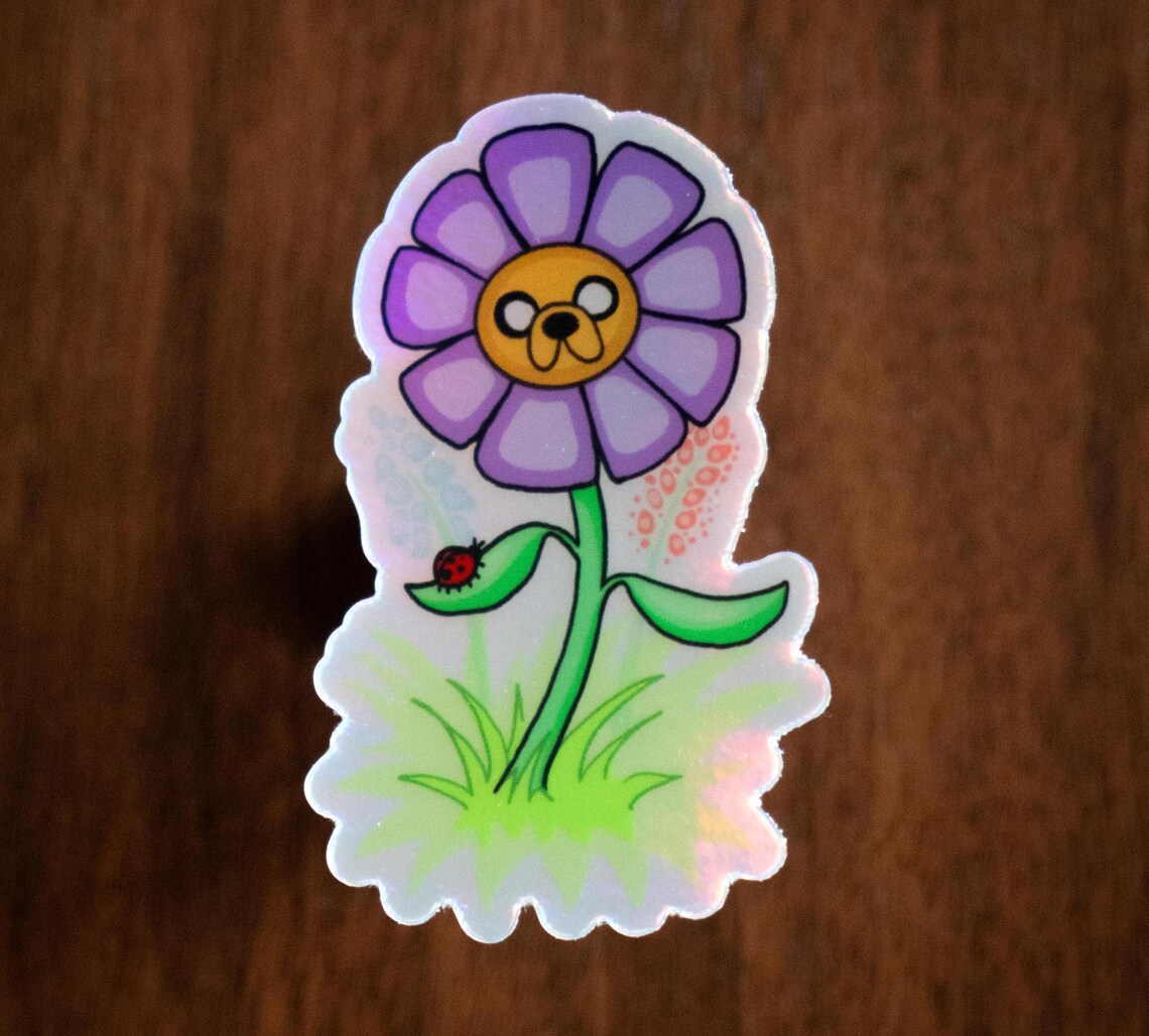 Jake the Flower Holographic Sticker | Decal for Laptop, Water Bottle ...