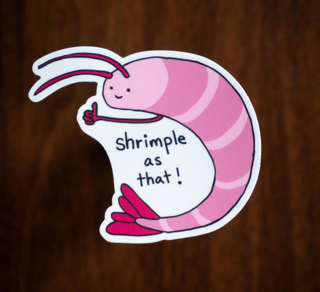 Shrimp Vinyl Sticker | Durable Decal for Laptop, Water Bottle ...