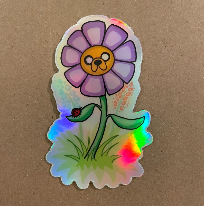Jake the Flower Holographic Sticker | Decal for Laptop, Water Bottle ...