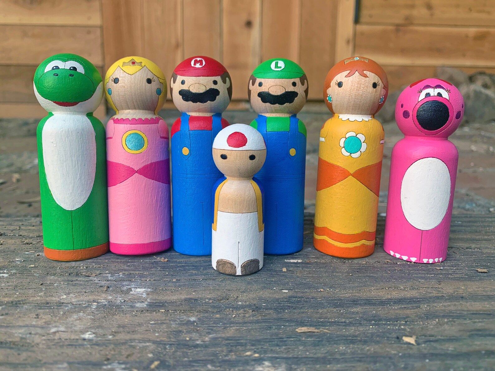 Mario: Laser Engraved Wooden Peg Dolls - Etsy