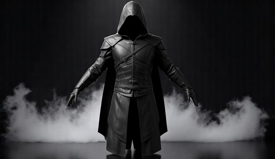 Black Leather Assassin Cloak and Armor Set | Hooded Fantasy Warrior ...