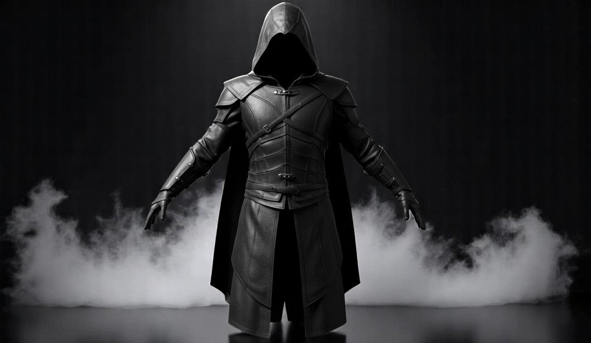 Black Leather Assassin Cloak and Armor Set | Hooded Fantasy Warrior ...