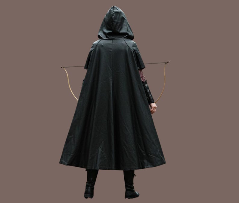 Medieval Archer Leather Cloak & Vest Hooded LARP Ranger Costume Fantasy ...