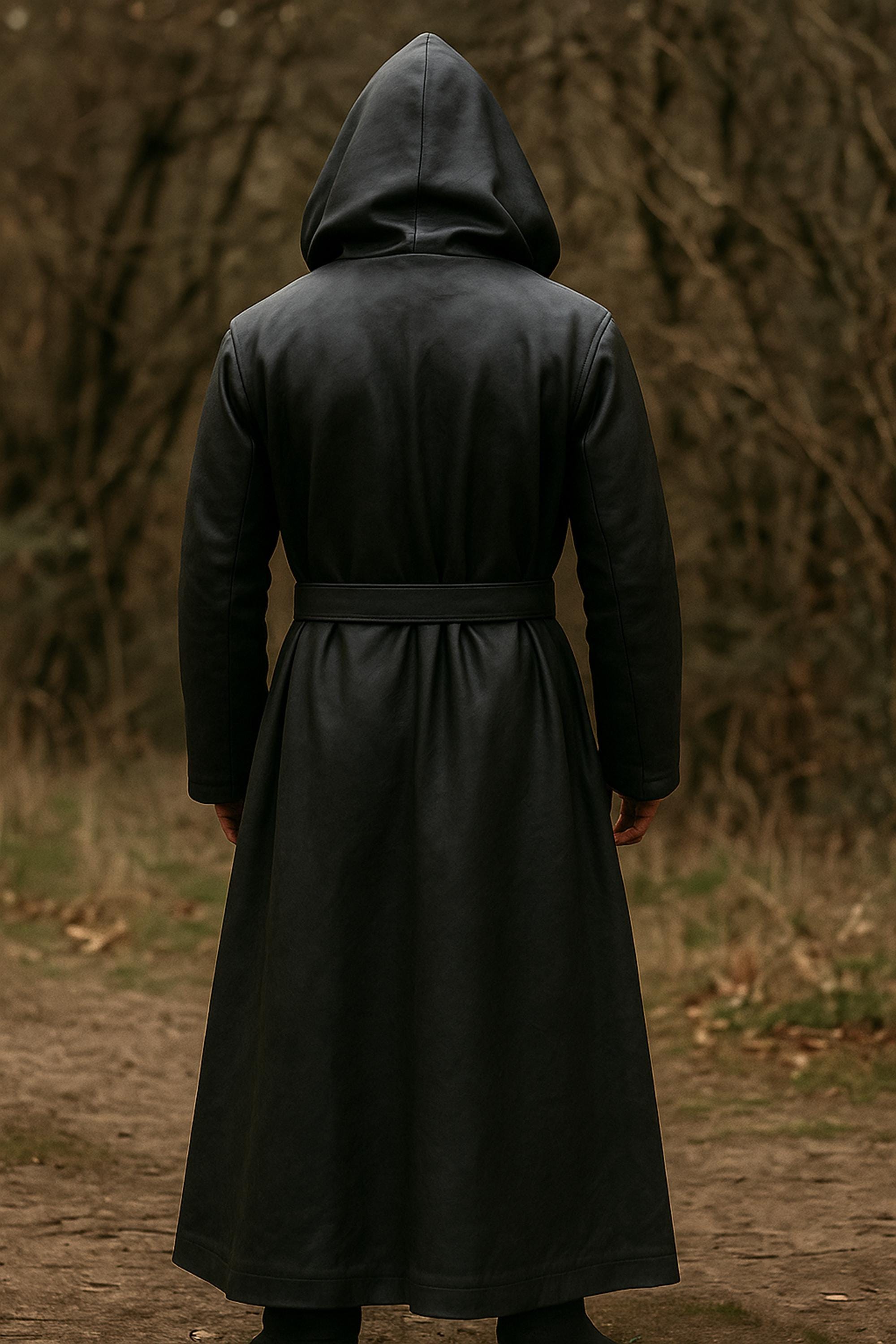 Gothic Druid Monk Costume | Medieval Hooded Leather Robe for Men ...