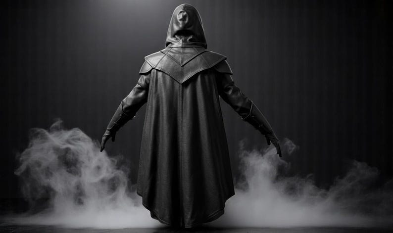 Black Leather Assassin Cloak and Armor Set | Hooded Fantasy Warrior ...