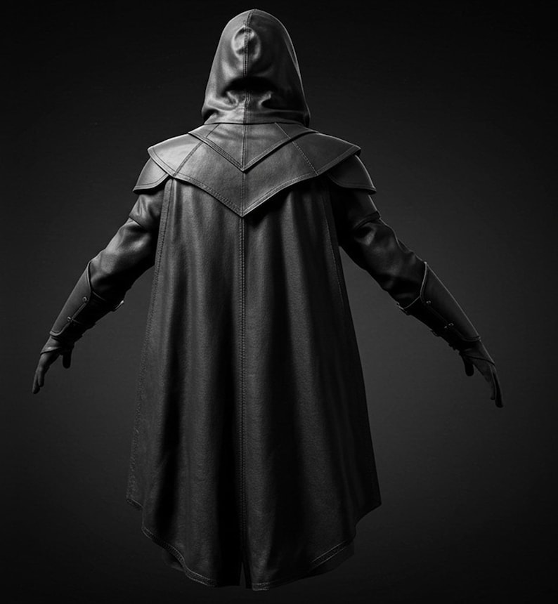 Black Leather Assassin Cloak and Armor Set | Hooded Fantasy Warrior ...