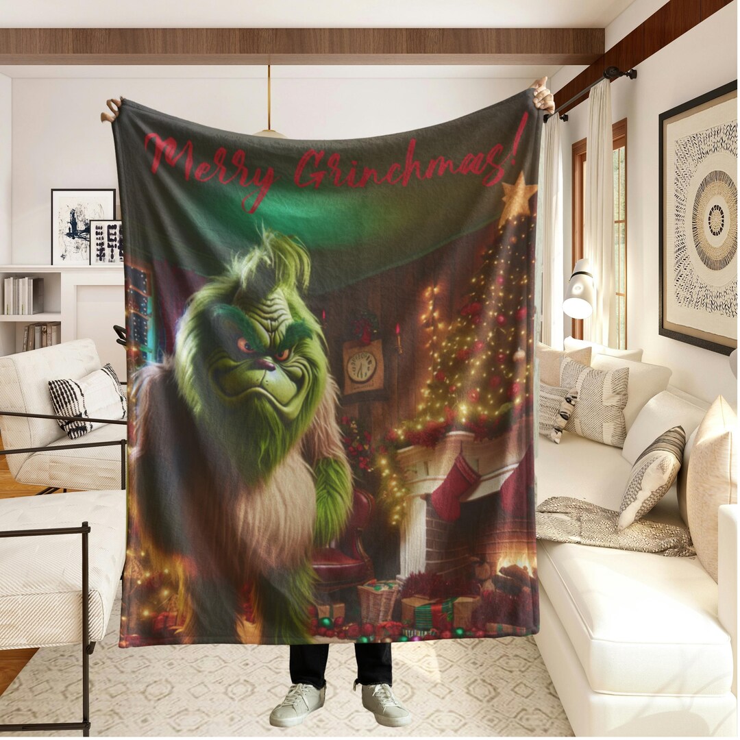Grinch Christmas Blanket Grinch Holiday Throw Christmas Blanket Grinch ...