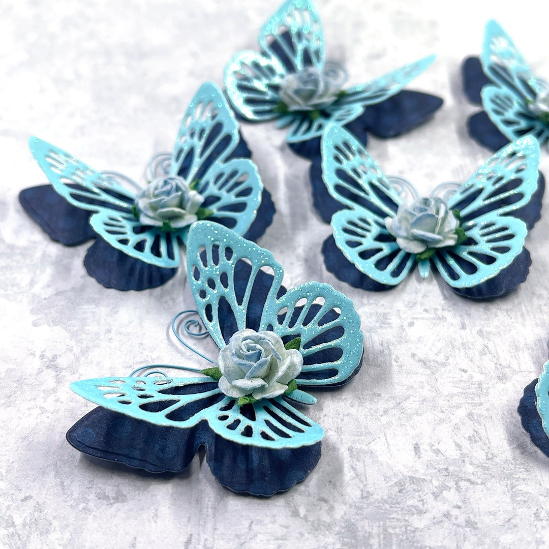Paper Butterfly Embellishments | Baby Blue | Blue Butterfly Die Cuts ...
