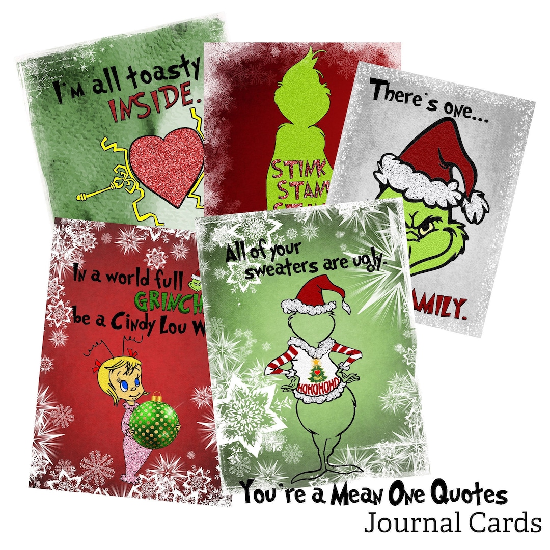 You're A Mean One Quotes Printable Junk Journal Cards: Christmas Crafts ...