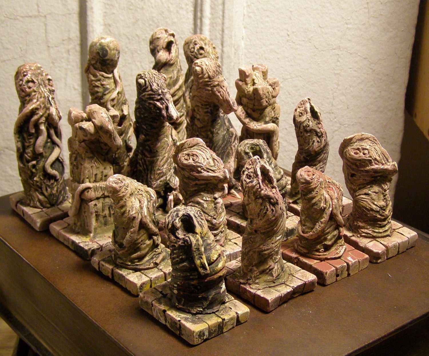 Weird Horror Chess Set in Hues of Mottled Flesh and Ivory - Etsy