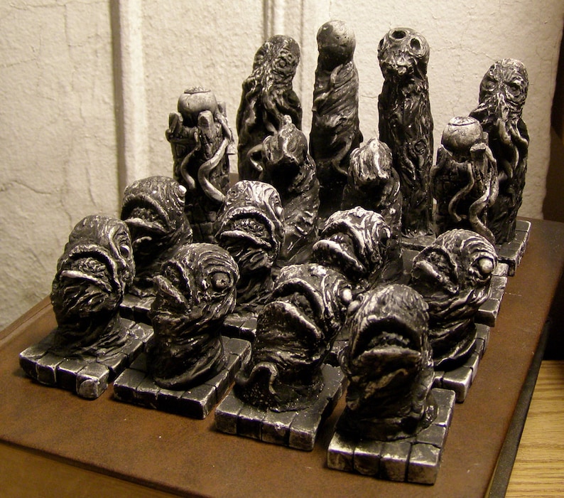 Weird Horror Chess Set in Hues of Char and Blood - Etsy