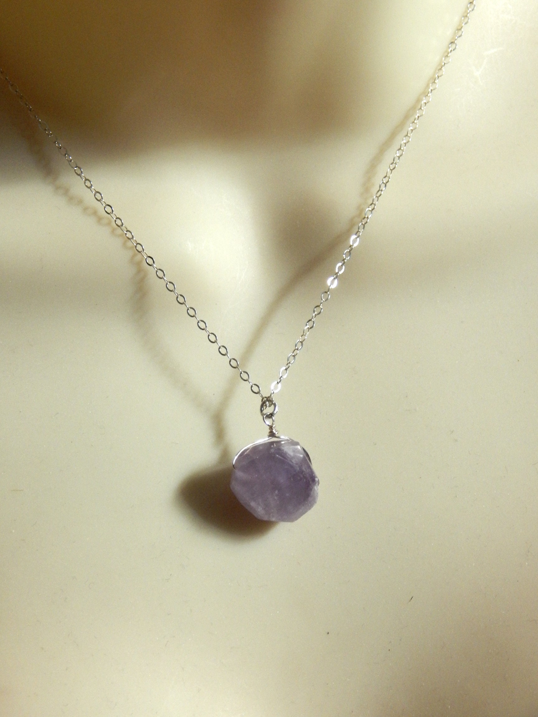 Raw Amethyst Necklace Amethyst Necklace Purple Amethyst | Etsy