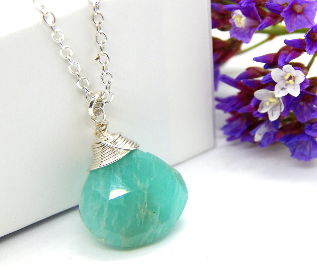 Amazonite Necklacegreen Amazonite Necklacegreen Gemstone - Etsy