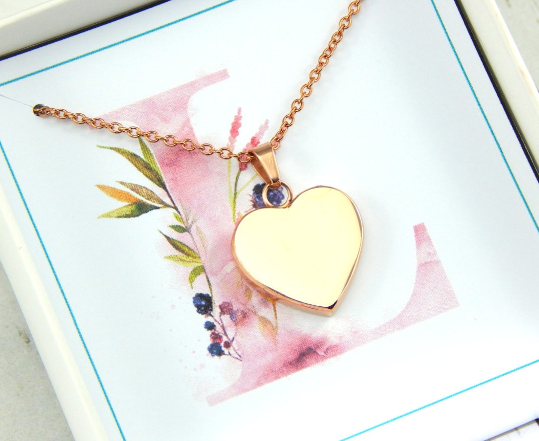 Rose Gold Heart Necklace,rose Gold Heart Pendant,rose Gold Heart ...