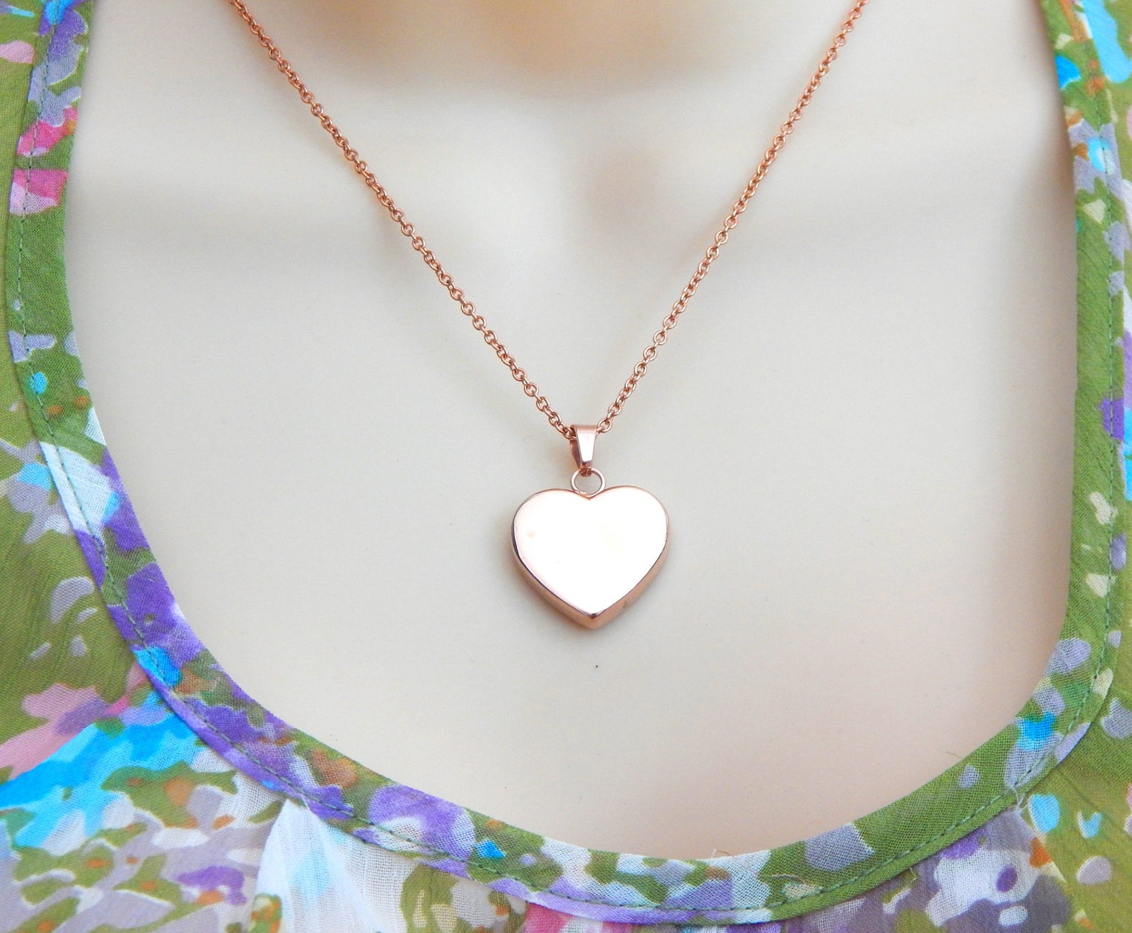 Rose Gold Heart Necklacerose Gold Heart Pendantrose Gold - Etsy