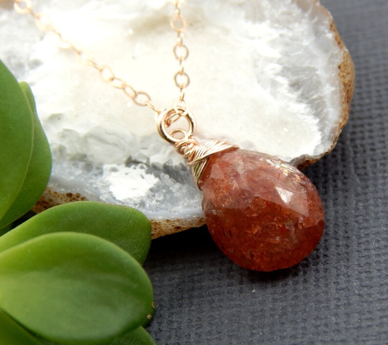 Sunstone Necklace Sunstone Jewelrygold Filled Necklace Wire | Etsy